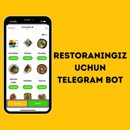 Restoraningiz uchun telegram bot qilib beramiz.