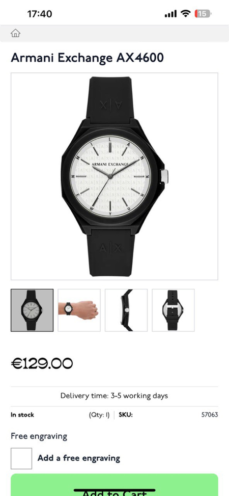 Armani Exchane original soat