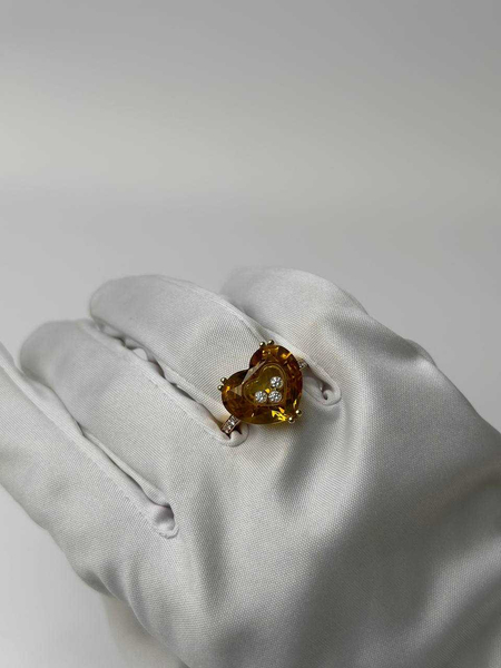 Сhopard so happy ring. yellow crystal heart