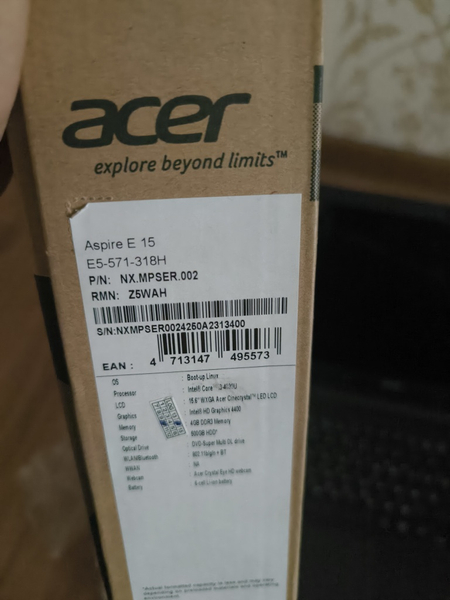 Acer yangide notebook E15 4Gb/ 500Gb Hdd DD4