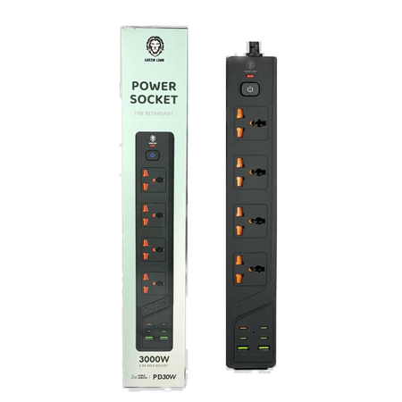 Green Розетка Power Socket Fire Retardant 3000W 3.4A
