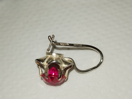 Серьги серебряные с корундом. СССР