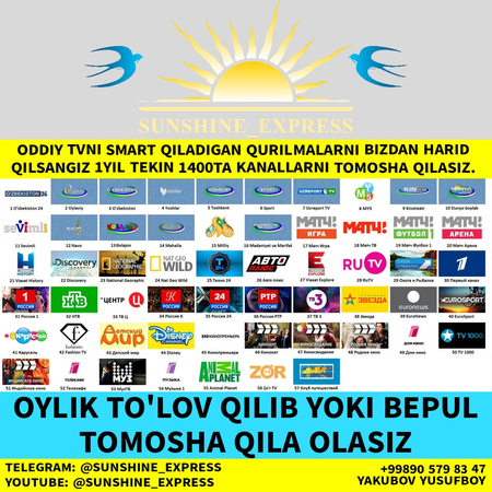 2000ta IPTV kanal ochib beramiz