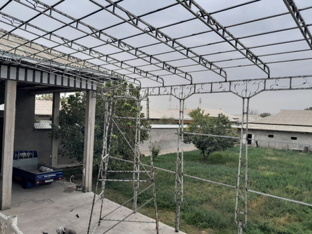 Том навес парник суртоклар курамиз кантинер профиллардан