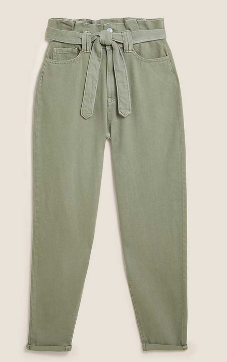 Зауженные брюки с поясом Marks&Spencer, хлопок , размер 20UK (54/56)