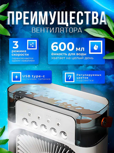 Mini ventilyator-konditsioner, namlagich, tozalagich va havo sovutgich