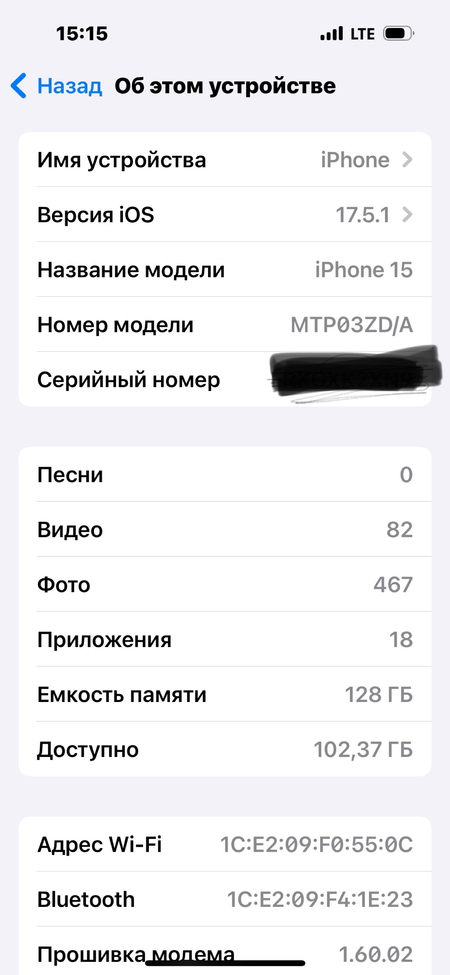 Iphone 15 black 128 gb