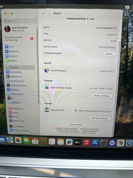 Macbook Pro M1 chip 8/512