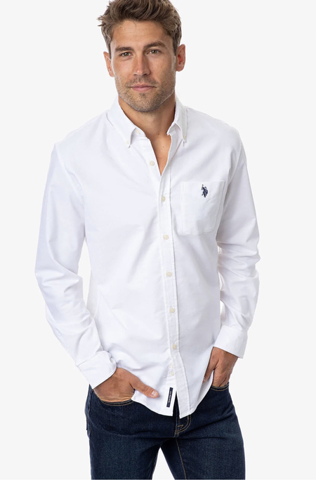 Us polo рубашка oxford белая