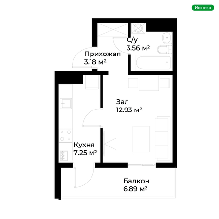 1-к квартира в ЖК Assalom Havo. Ипотека
