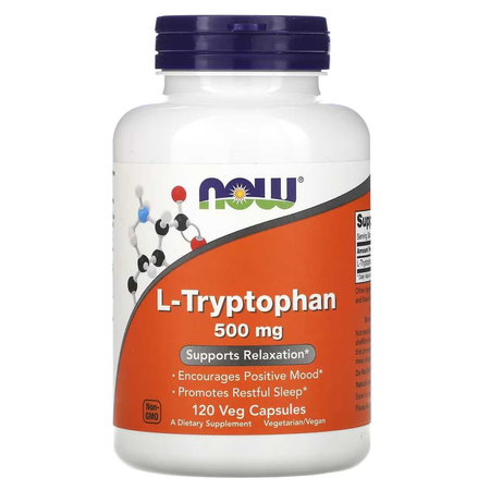 NOW Foods, L-триптофан, 500 мг, 120 растительных капсул
