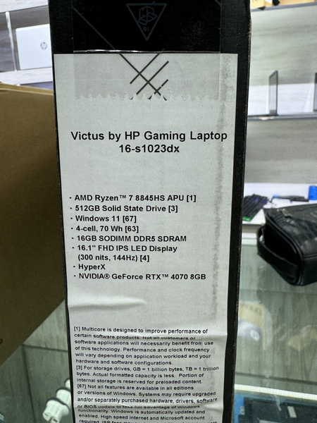 HP Victus 16-s1023dx AMD Ryzen 7 8845HS RTX 4070, 8 ГБ