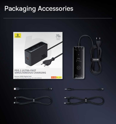 Baseus 240W GaN⁶ PD 3.1 Fast Charger 3C+U+DC Laptop/Macbook/Ultrabook