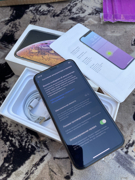 iPhone Xs Gold svet pamit 64Gb Batarya 76% tela garantiya hameri radno