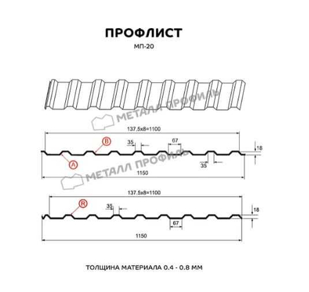Профнастил (профлист,) от производителя Металл Профиль