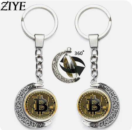 Вращающийся брелок биткоин криптовалюта