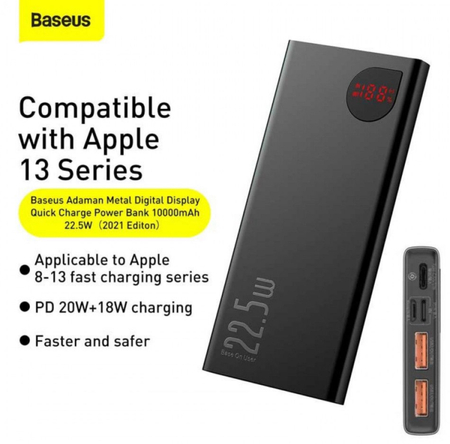 БЕСПЛАТНАЯ ДОСТАВКА! Внешний аккумулятор Baseus Metal Digital 22.5W