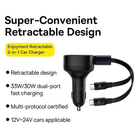 Baseus Автомобильное зарядное устройство 2в1 33W 2x USB-C