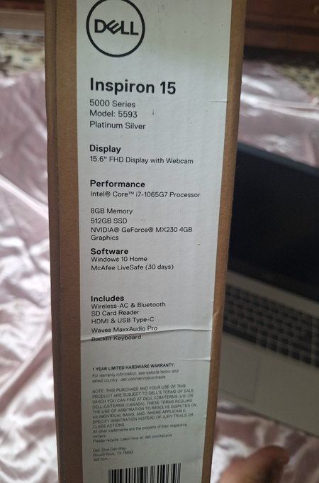 Ноутбук Dell Inspiron 5593 I7-1065G7/8/SSD