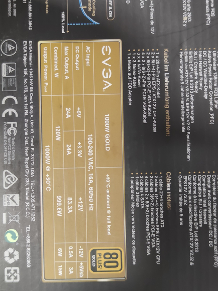 EVGA blokpetaniya sotiladi 1000w 80+gold