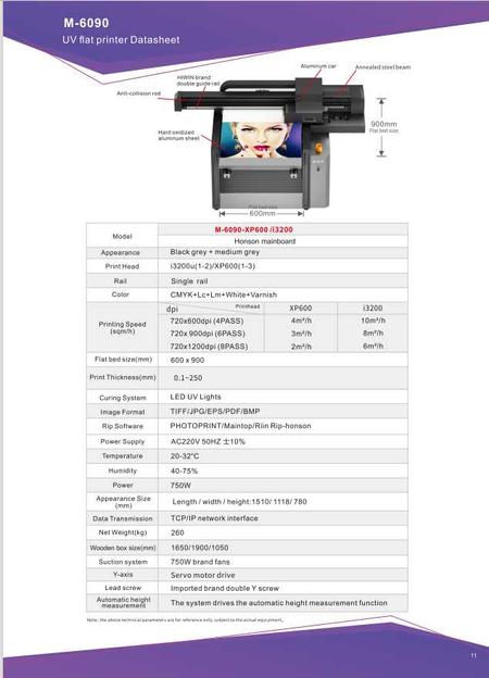 UV printer 6090 cmyk+w+v