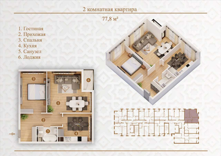 Новостройка ЖК NEONIT 76 кв 2-х ком на 9 этаже