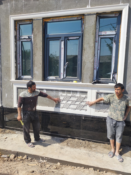 Lepka fasad uchun fibrobeton, fasadni gips, yomgir qorga chidamli