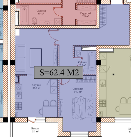 CARAVAN AVENUE GENUS М.Горький Аптека 36,6 коробка 2-комнатная 63 м2