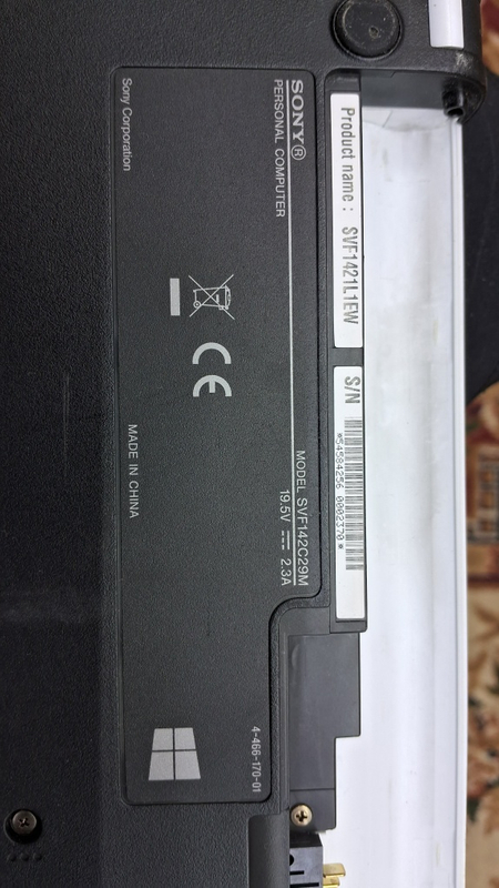 Не рабочий ноутбук Sony VAIO.