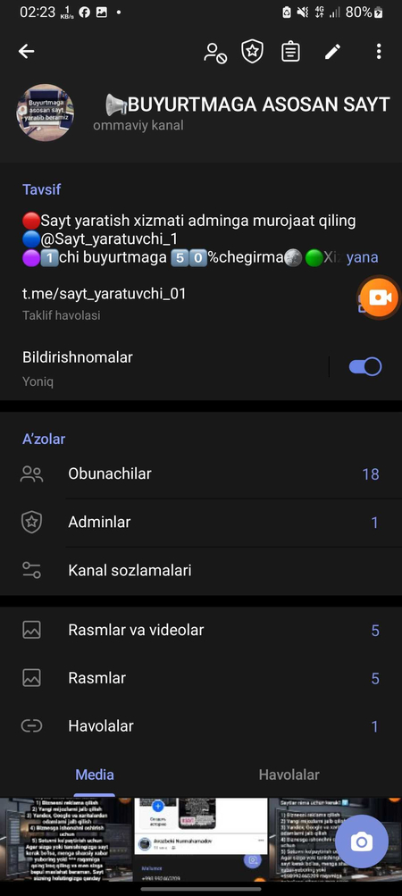 Sayt yaratib berish xizmati