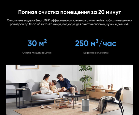 Очиститель воздуха Xiaomi Smartmi P1, версия Global, беспроводной