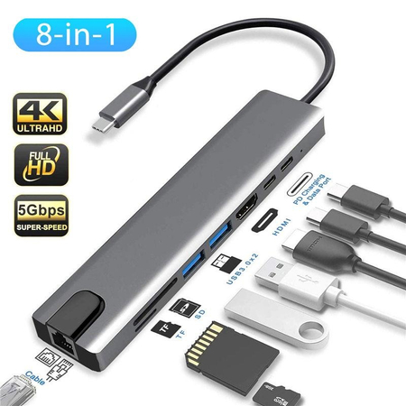 Переходник, Type c hdmi , usb ,lan , pd ( 5 in 1 ) !Macbook,samsung s