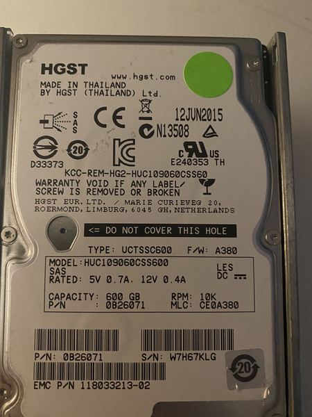 HGST SAS 600Gb 10k