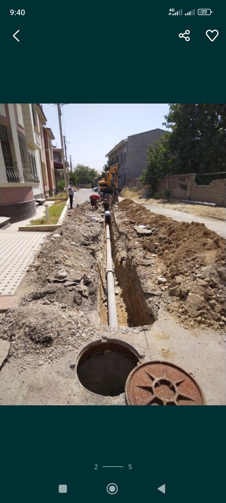 Монтаж наружный канализация и водопровод, установка бетонные колодцы.