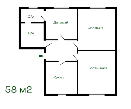 Квартира с новым ремонтом 58 м2 1 этаж Новостройка