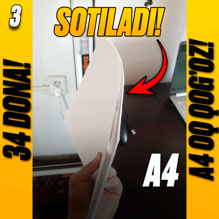 34 dona A4 oq qog\\\'oz sotaman!