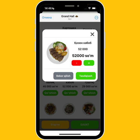Restoraningiz uchun telegram bot qilib beramiz.