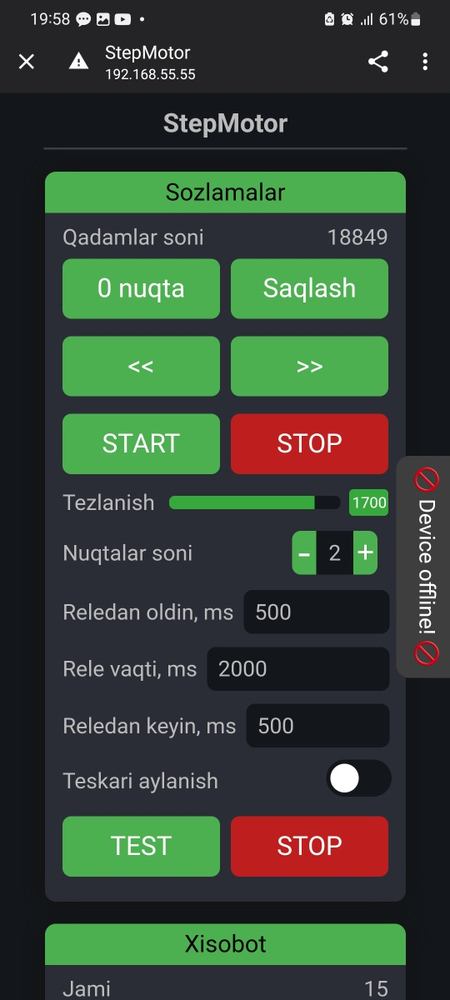 Non yopish aparati uchun kontroller lar