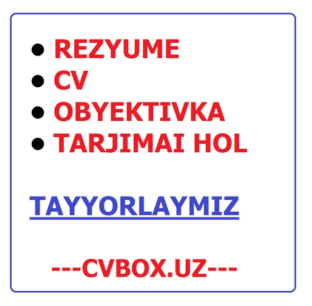 Shaxsiy Rezyume yaratamiz! Ishga kirish uchun