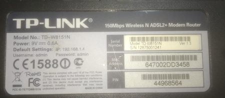 TP-LINK TD-W8151N 150Mbps ADSL2