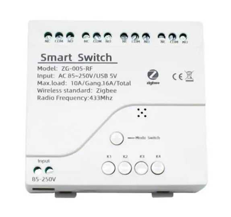 4х канальное Zigbee реле ZG-003-RF с сухими контактами + пульт