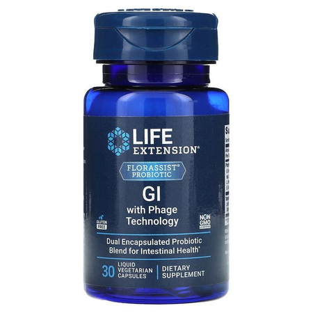Life Extension, Florassist, пробиотик для ЖКТ с фаговой технологией,