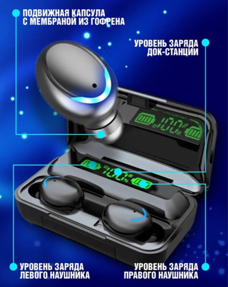 Беспроводные наушники F9-5 TWS + POWER BANK