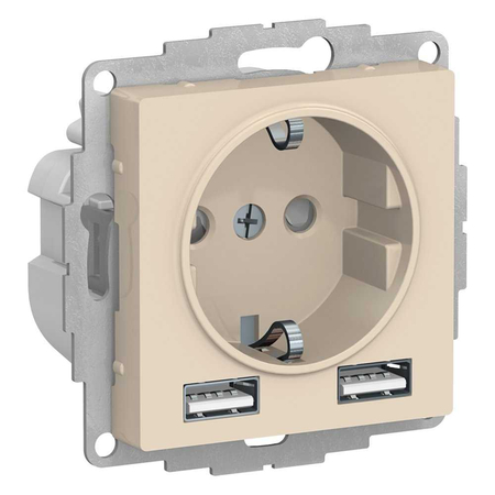 Schneider Electric. AtlasDesign. Розетка 16А с 2 USB A+A