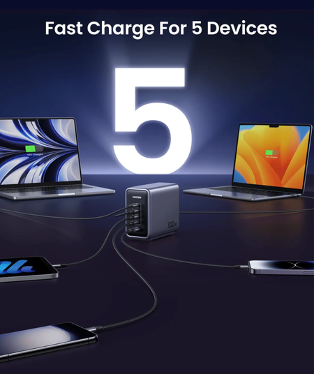 UGREEN Nexode 300W USB C GaN зарядное устройство-5 портов