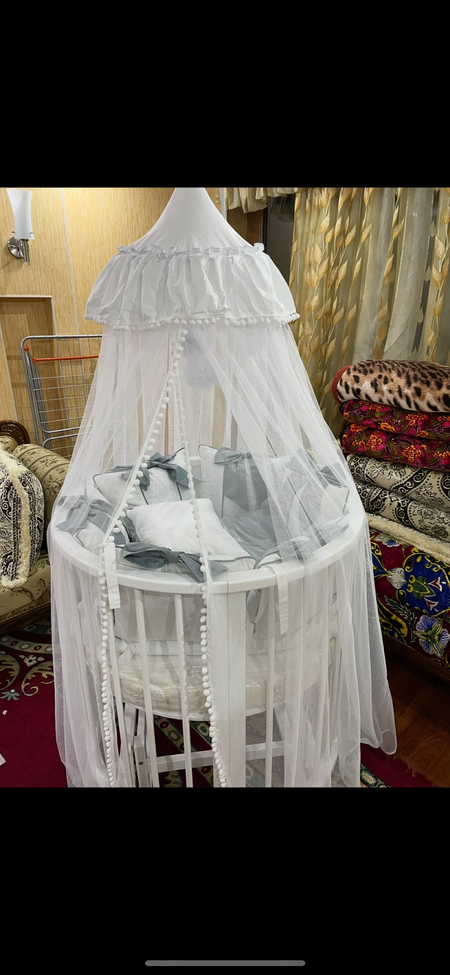 Кровать 7в1 Детская кровать маятник с бортиками и тюлью