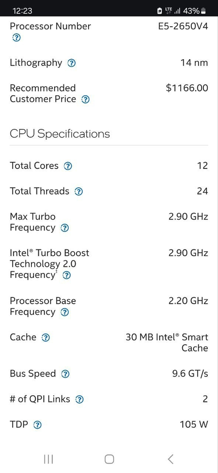 Intel® Xeon® Pr E5-2650v4  12/24