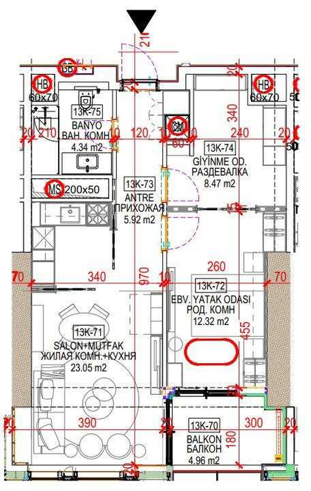 Центр, NEST ONE Срочно 2-х комнатная 8/51  59кв.м. (ARG)