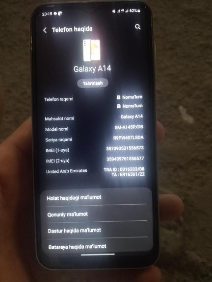 Samsung a 14 holati yaxshi 4/64