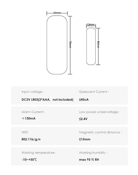 Датчик открытия двери Алиса, Tuya, Digma Wi-fi